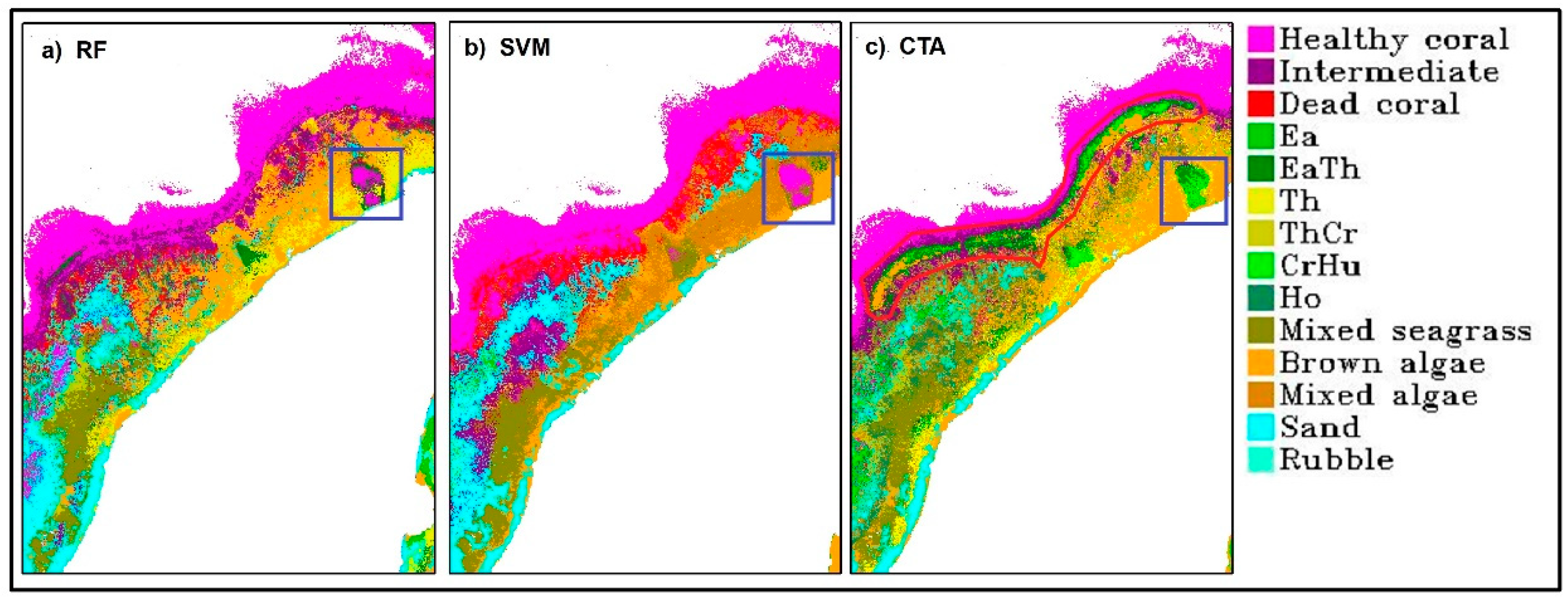 Benthic Habitat Mapping Model And Cross Validation Using Machine Learning Classification Algorithms