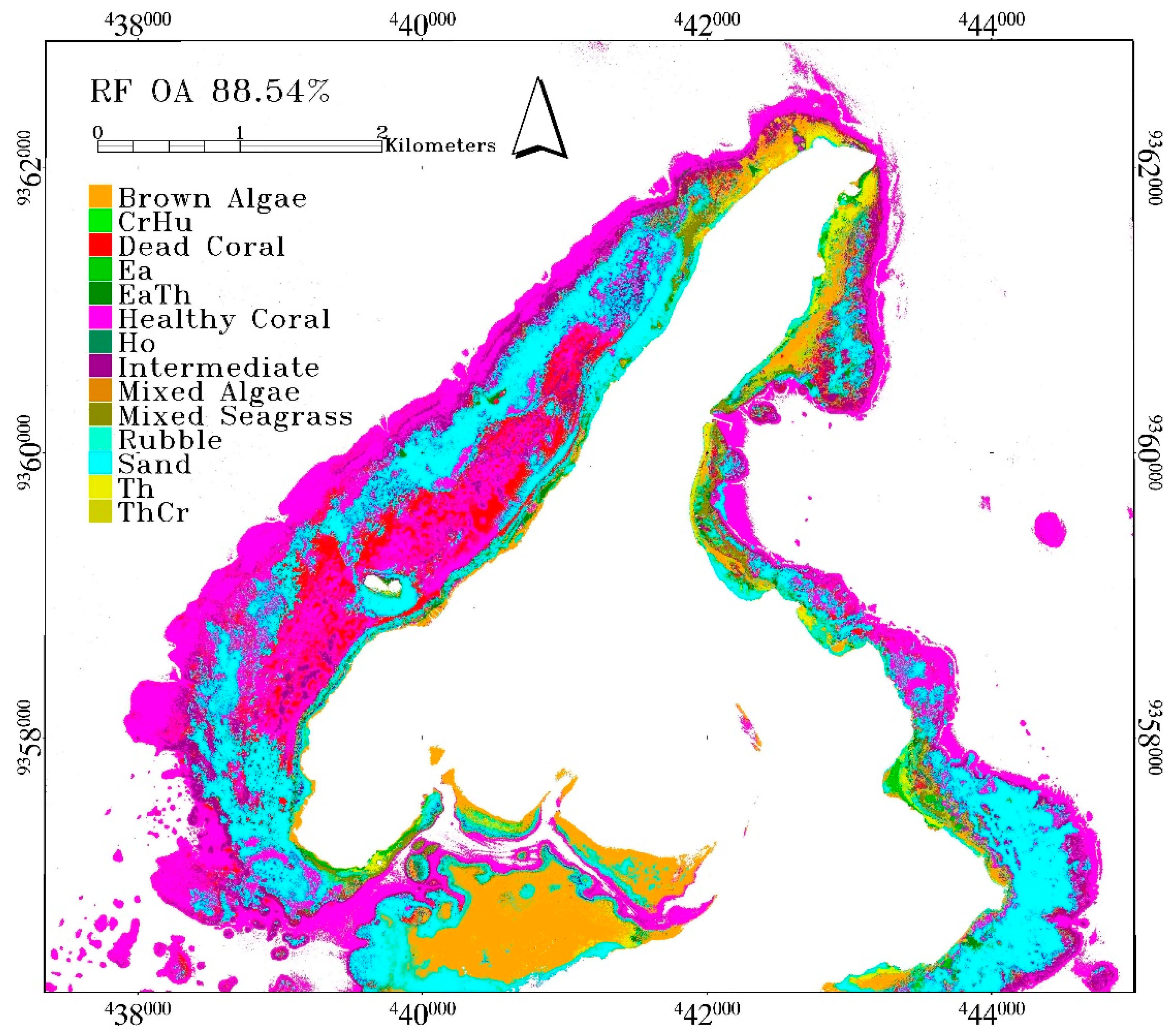 Benthic Habitat Mapping Model And Cross Validation Using Machine Learning Classification Algorithms