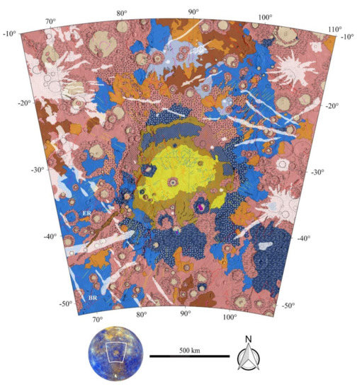 An Integrated Geologic Map of the Rembrandt Basin, on Mercury, as a ...