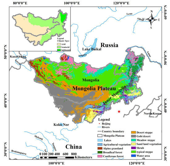 Mongolian Plateau Physical Map