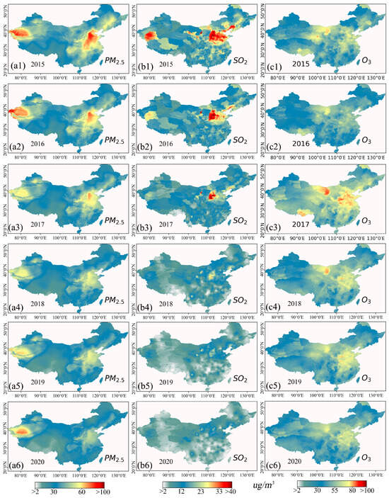 Spatial Distribution of Multiple Atmospheric Pollutants in China from ...