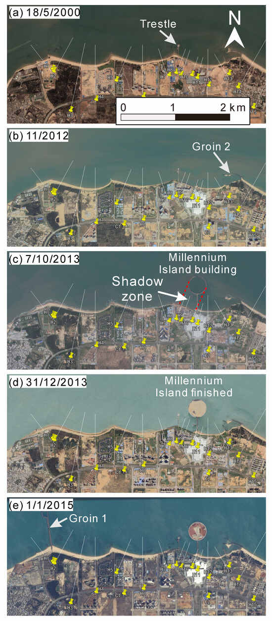 Satellite-Derived Shoreline Changes of an Urban Beach and Their ...