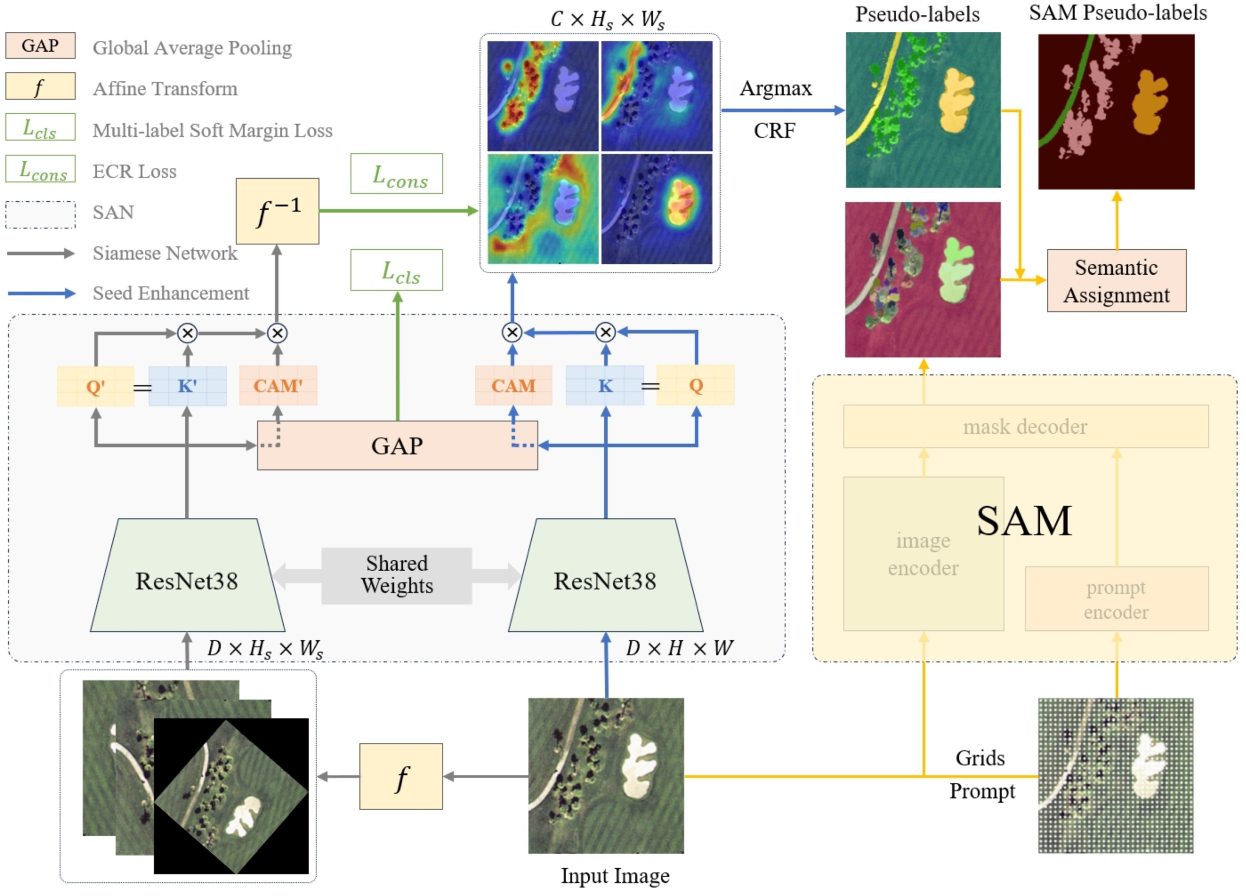 Weakly Supervised Semantic Segmentation of Remote Sensing Images Using Siamese Affinity Network