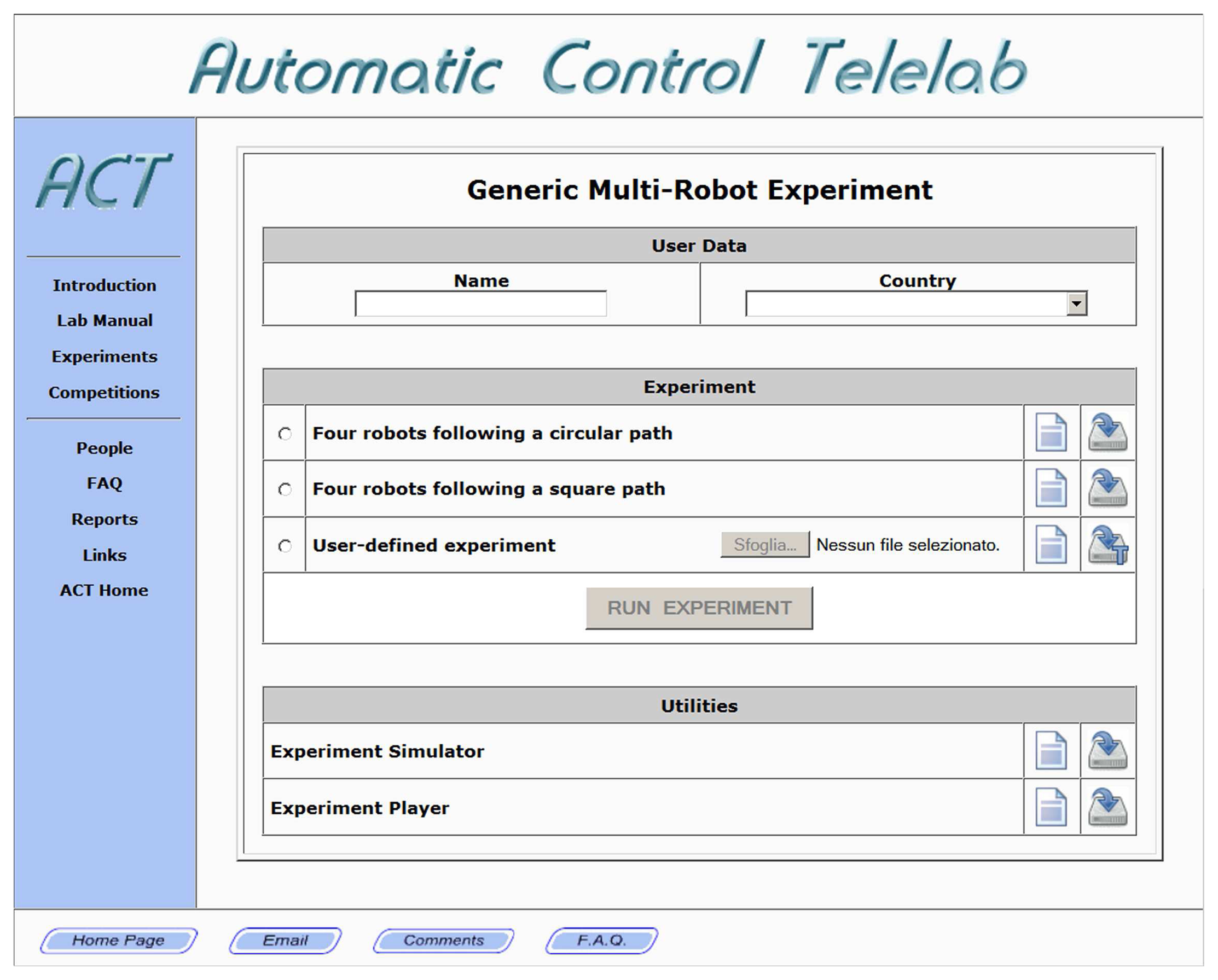 A Remote Lab for Experiments with a Team of Mobile Robots
