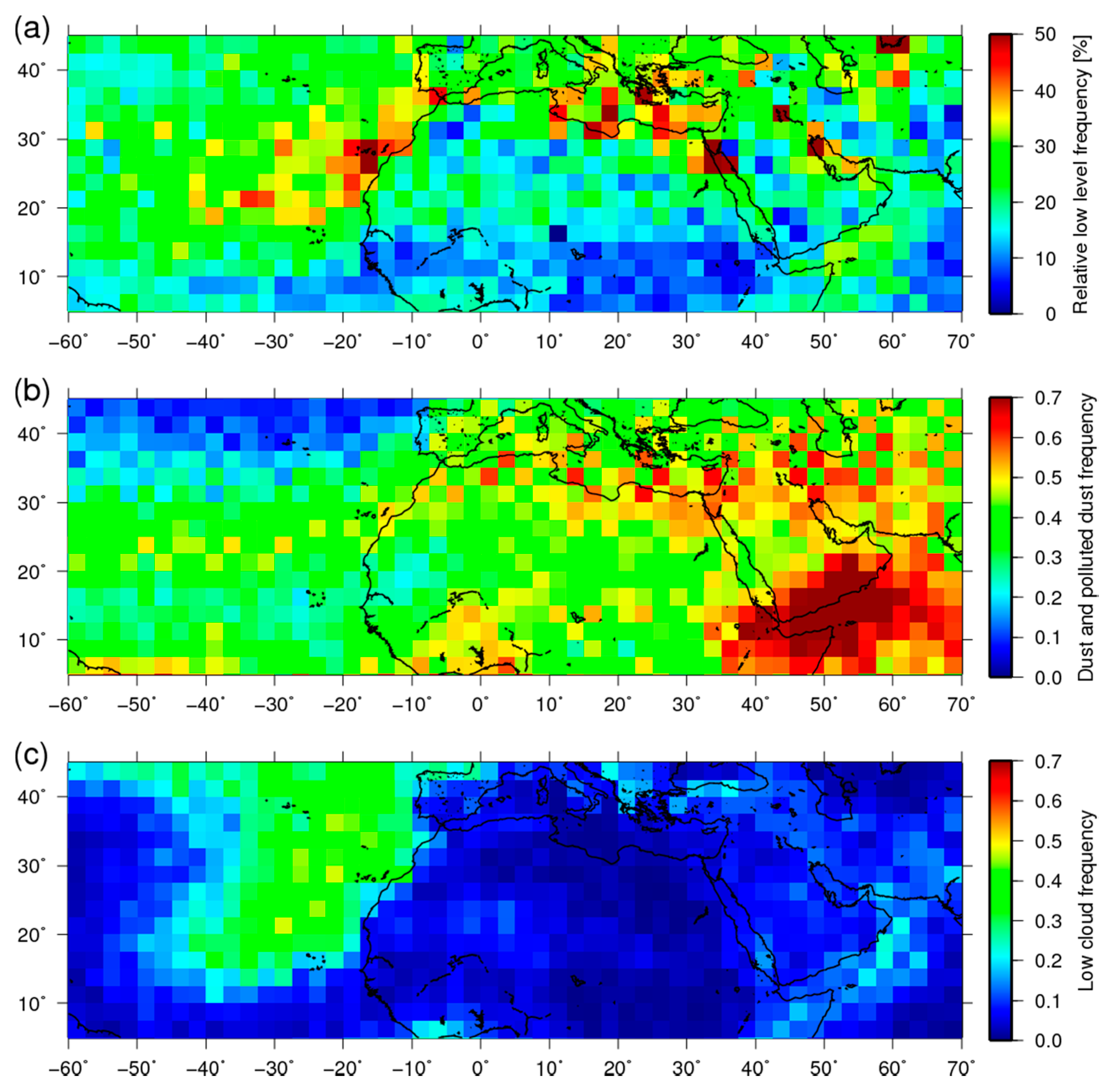 Dust Aerosol Detection by the Modified CO2 Slicing Method