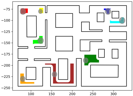 Navigation of Multiple Disk-Shaped Robots with Independent Goals within Obstacle-Cluttered ...