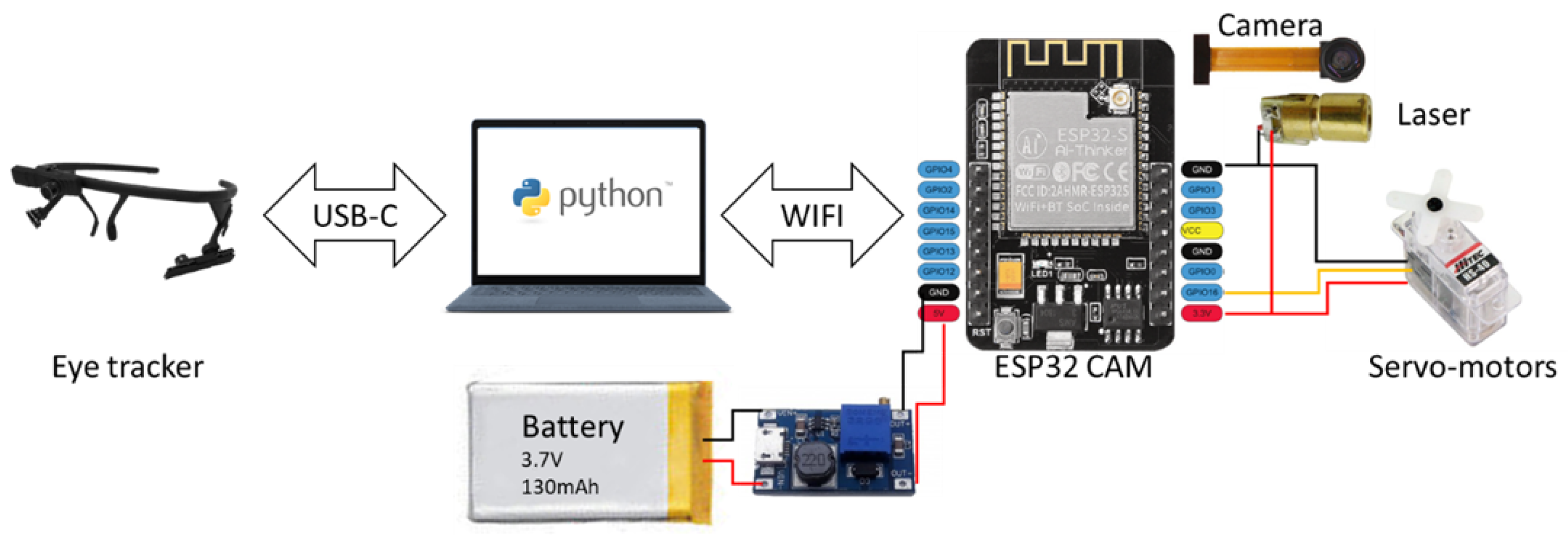 Head-Mounted Miniature Motorized Camera and Laser Pointer Driven by Eye Movements