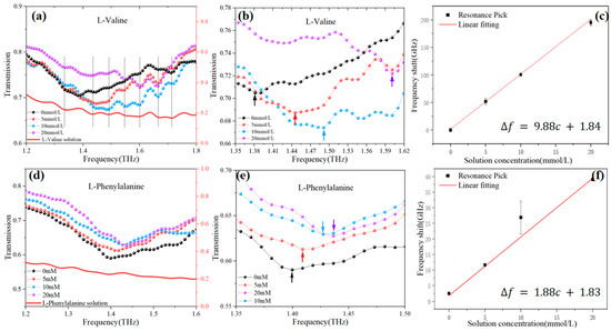 Terahertz Sensing of L-Valine and L-Phenylalanine Solutions