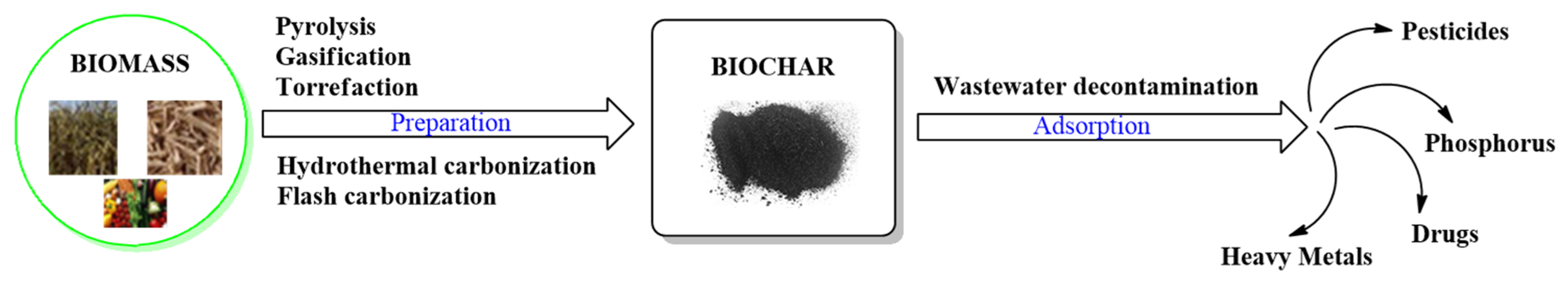 Biochar-Based Adsorbents for Pesticides, Drugs, Phosphorus, and Heavy ...