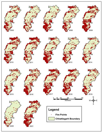 Characterization of Spatial–Temporal Distribution of Forest Fire in Chhattisgarh, India, Using ...