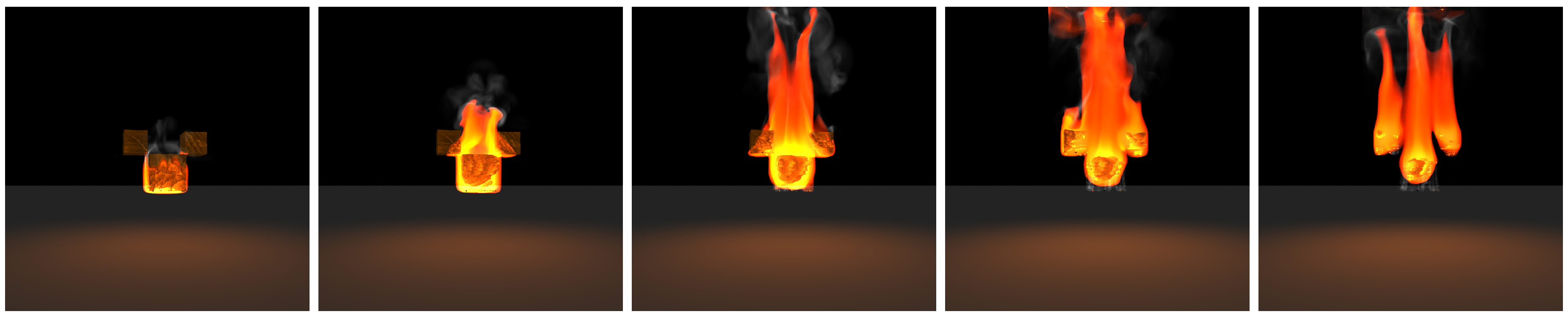 Lattice-Boltzmann and Eulerian Hybrid for Solid Burning Simulation