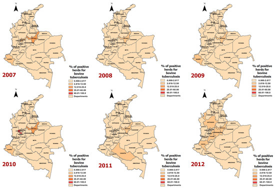 Mapping Bovine Tuberculosis in Colombia, 2001–2019