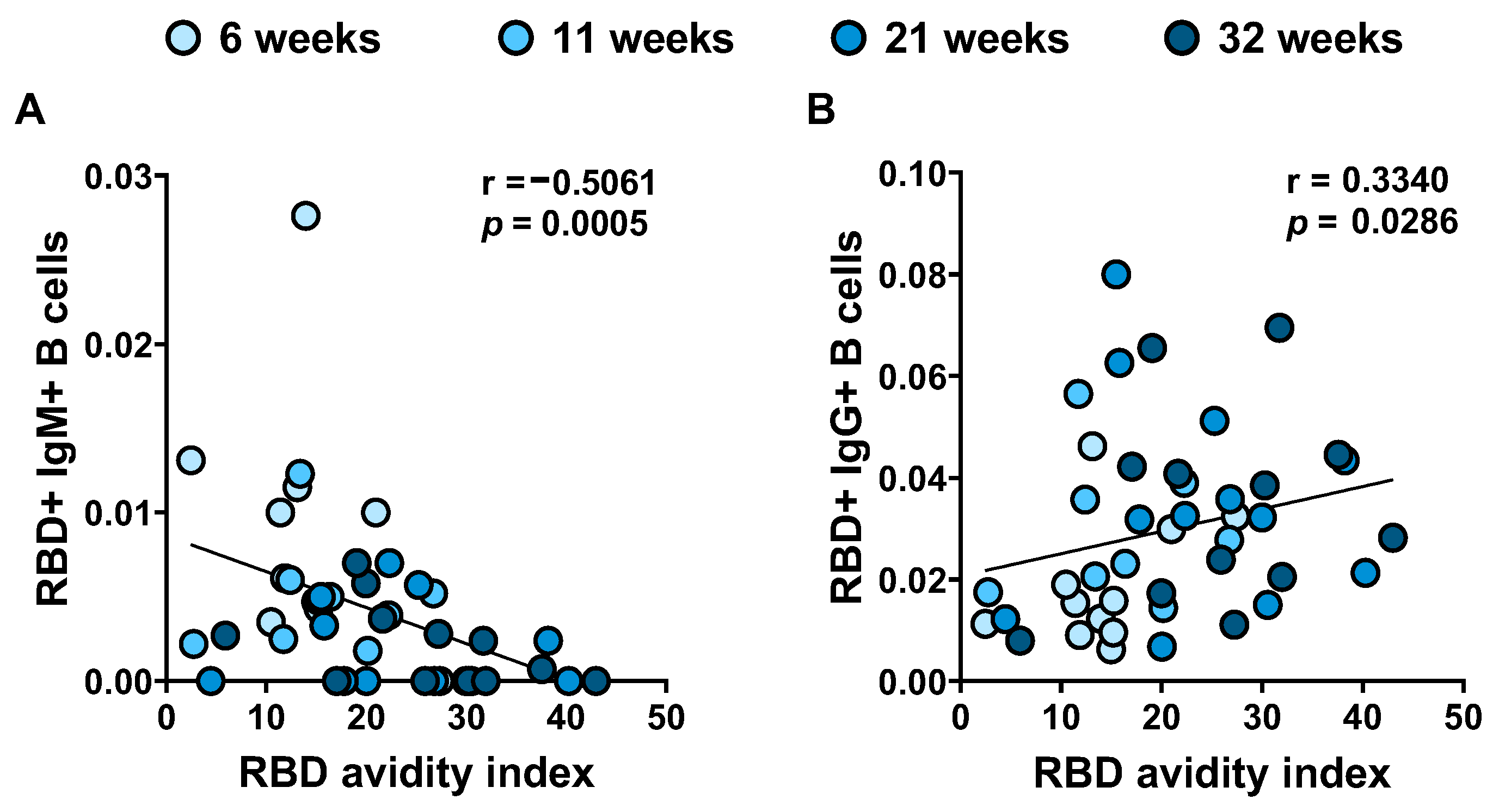 Evolution of Anti-RBD IgG Avidity following SARS-CoV-2 Infection