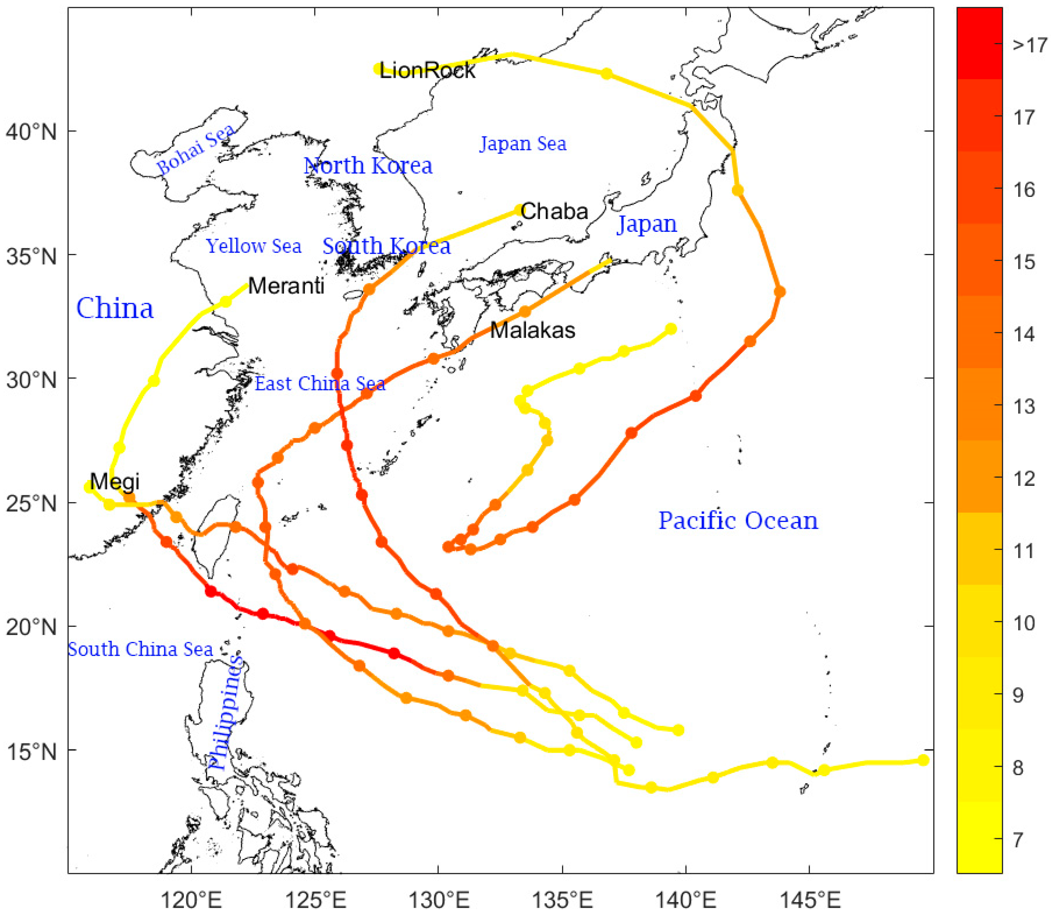 Impact of Major Typhoons in 2016 on Sea Surface Features in the ...
