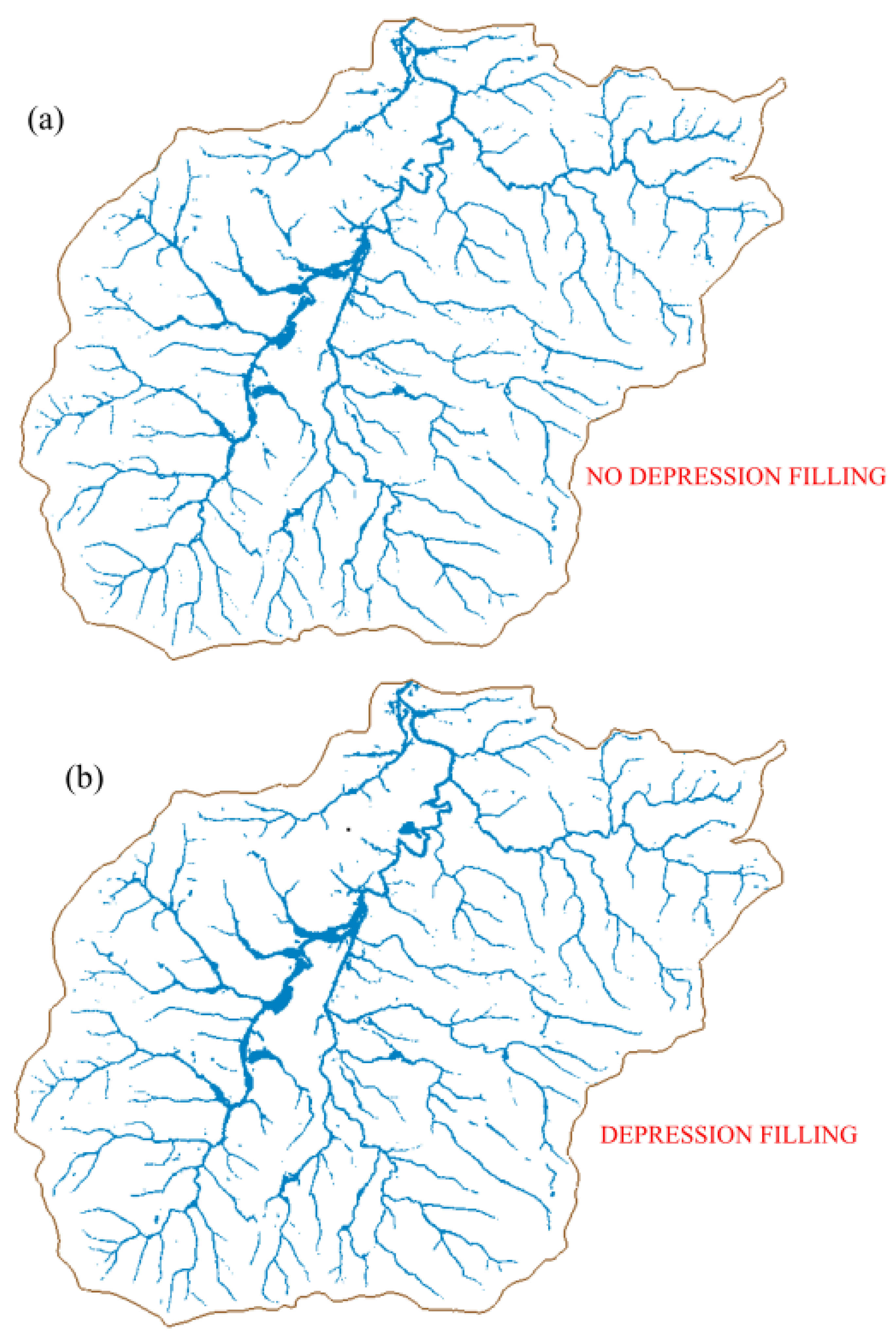 Effects of DEM Depression Filling on River Drainage Patterns and ...