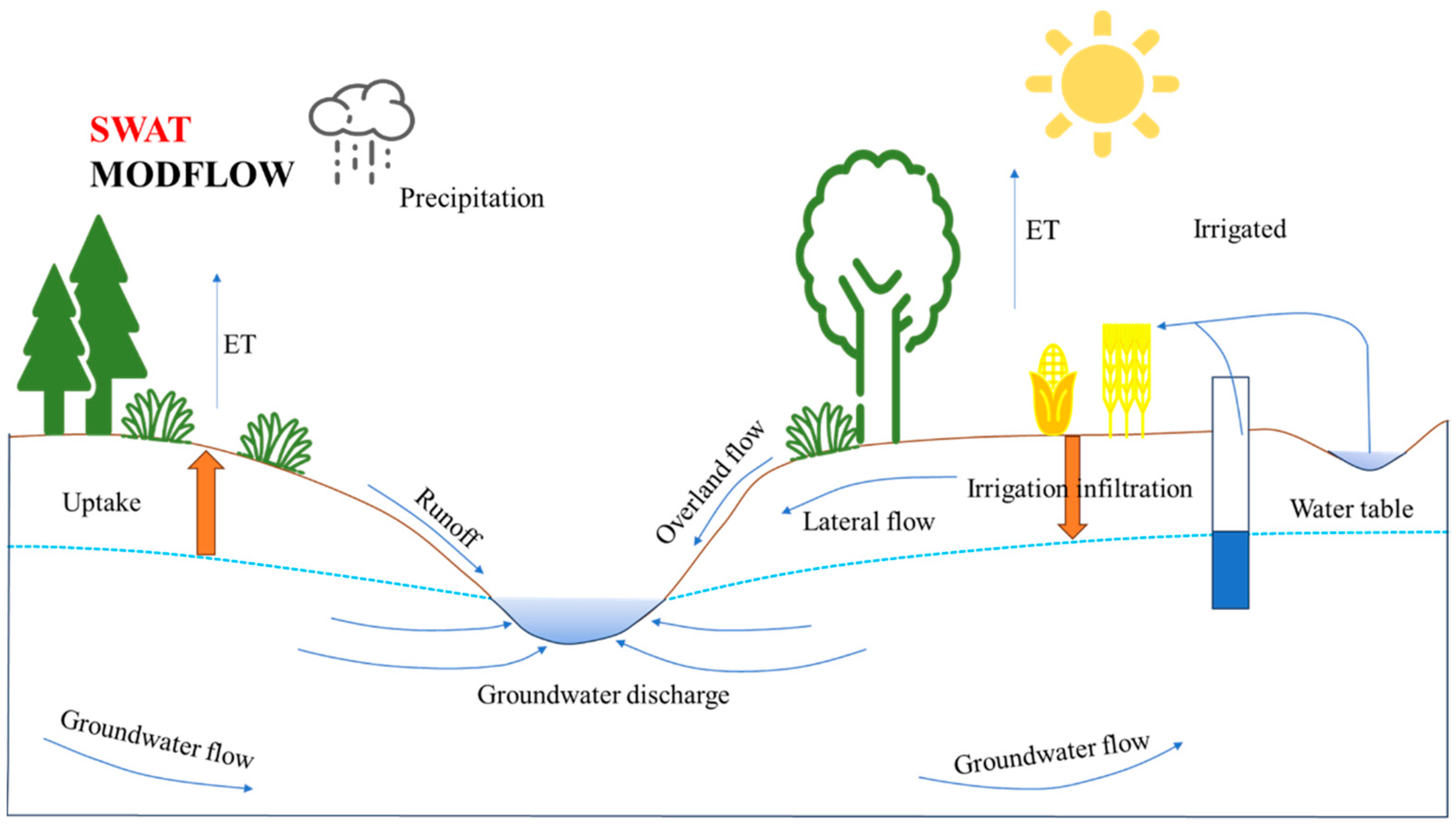 Water | Free Full-Text | The Development of a Coupled Soil Water Assessment Tool-MODFLOW Model ...