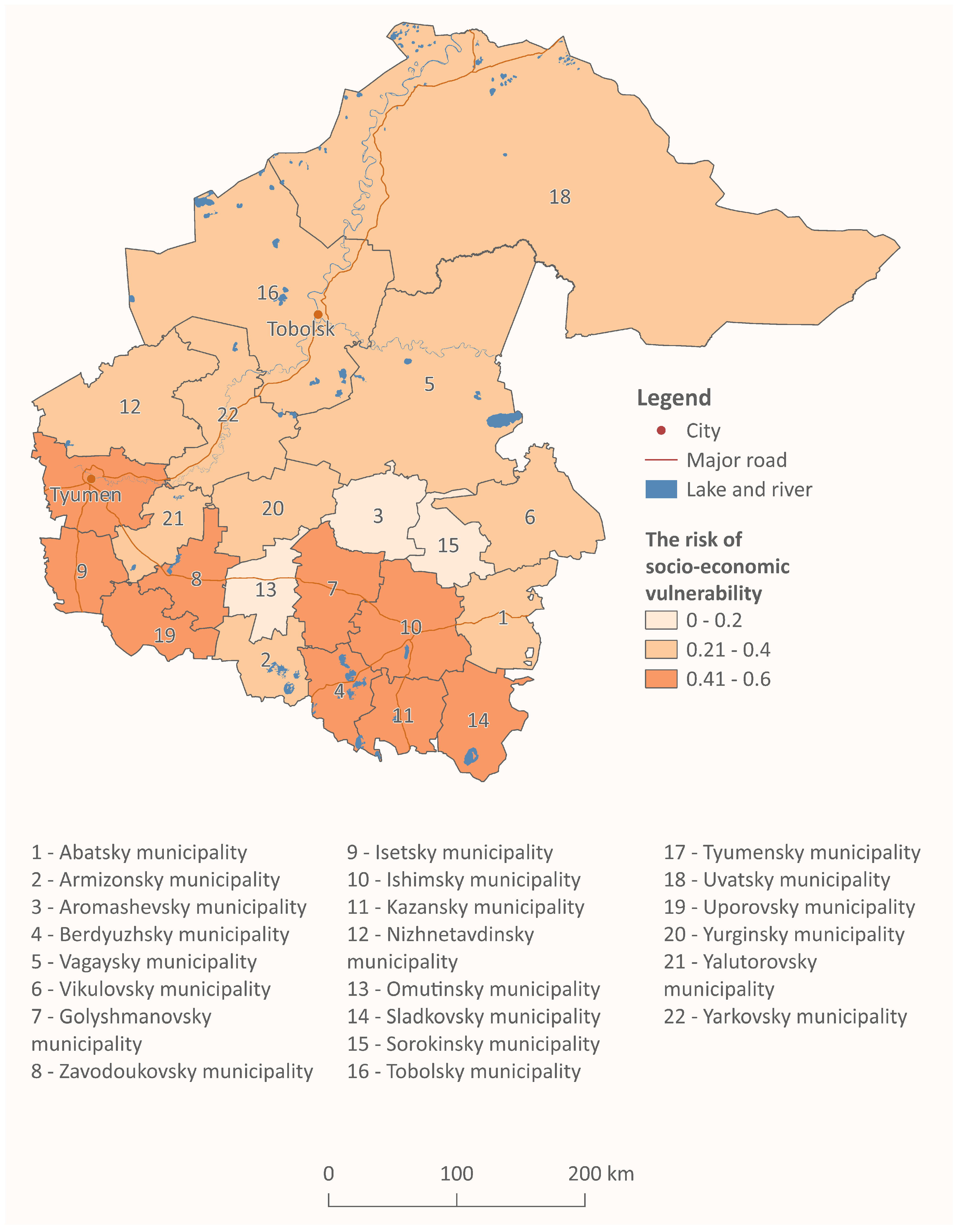 Risk Assessment of Socio-Economic Vulnerability to Climate Change: Case Study of Tyumen Region